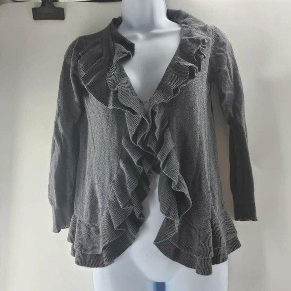Zara | Sweaters | Zara Size Medumm Grey Ruffled Cottagecore Ruffled ...